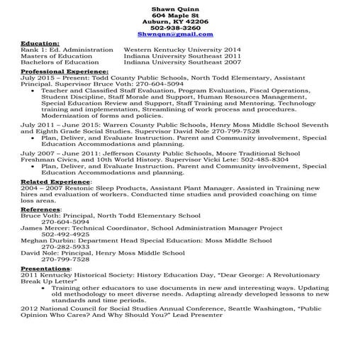 Quinn Resume 2016 | PDF
