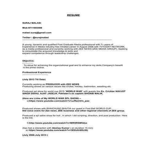 SURAJ MALASI RESUME | ODT