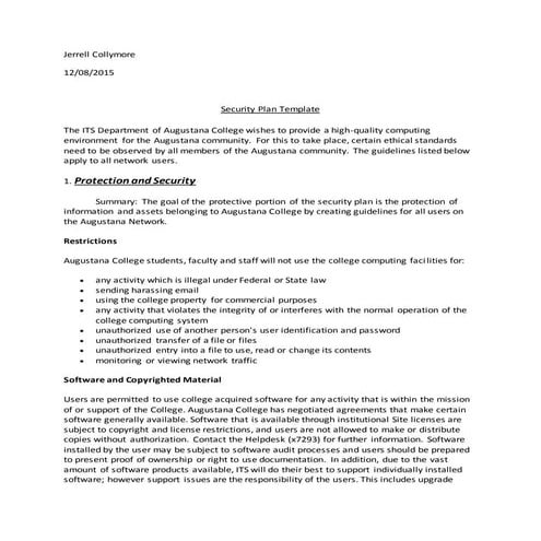 Security Plan | DOCX | Computing | Technology & Computing