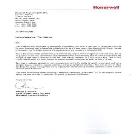 Letter of Reference from Honeywell SE Asia Sales Director _ RE Tom ...