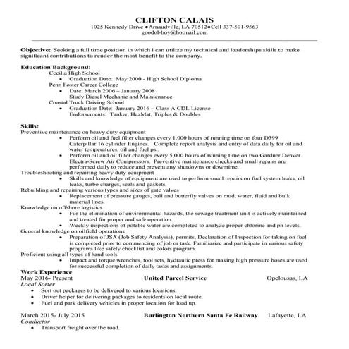 cliff revised resume | DOC