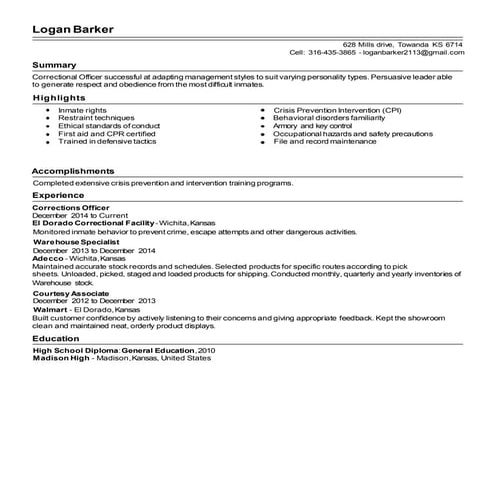 Logan Barker Resume 2016 | DOCX