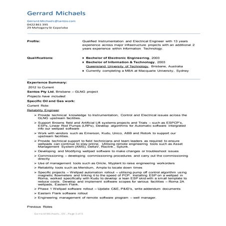 Gerrard Michaels CV 2016 | DOCX