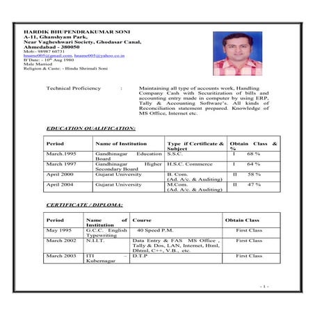 CV HARDIK SONI-NEW | PDF