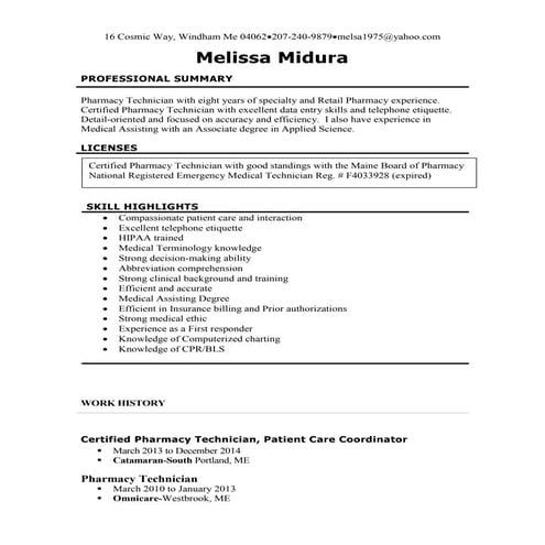 2014 resume-melissa | PDF | Healthcare Industry | Industries