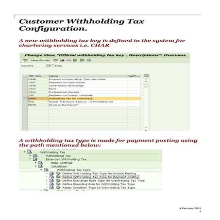 Customer Withholding Tax Configuration | PDF