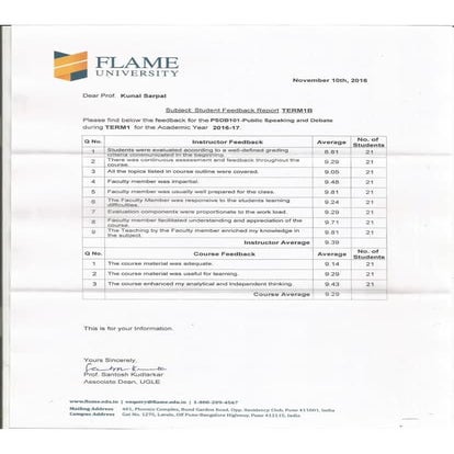 Student Feedback Report- Term 1 D | PDF