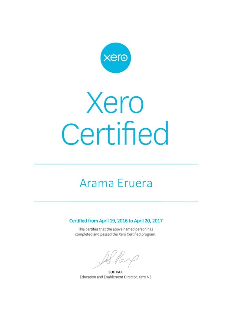 Xero Certification Certificate