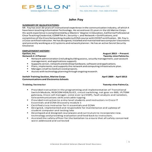 Epsilon Resume | DOCX