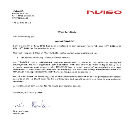 Work Certificate | PDF