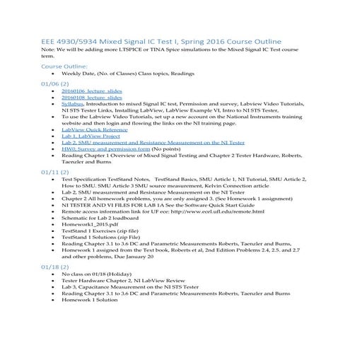 Learn NI STS tester at Univiversity of Florida | PDF