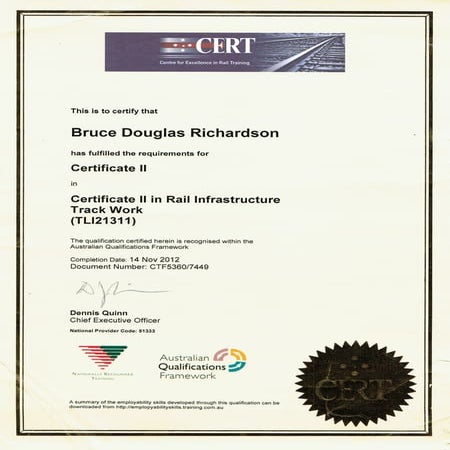 CERT II RAIL ORI | PDF