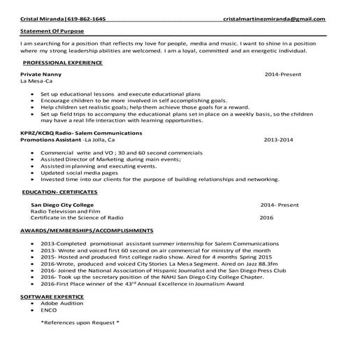 Daniel's resumé 2016 long version | DOC