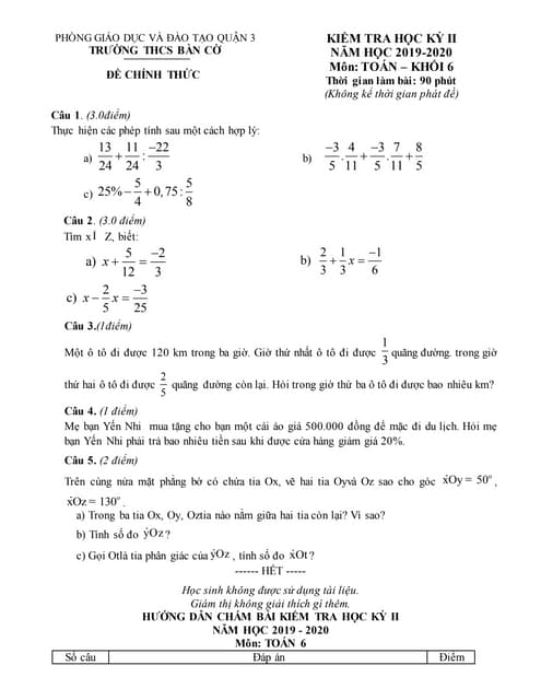 Đề Thi HK2 Toán 6 - THCS Đa Phước | PDF