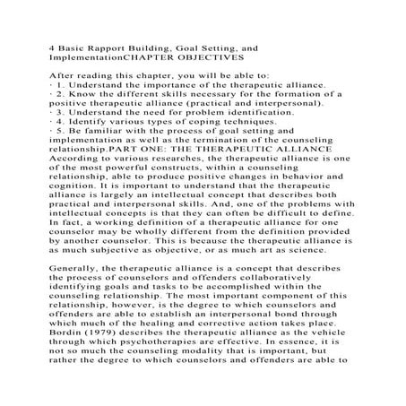 4 Basic Rapport Building, Goal Setting, and ImplementationCHAPTER OB ...