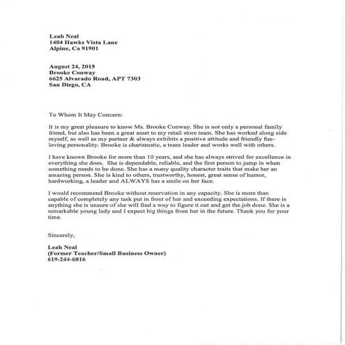 Conway, Brooke Letter of Rec- VL-2 | PDF