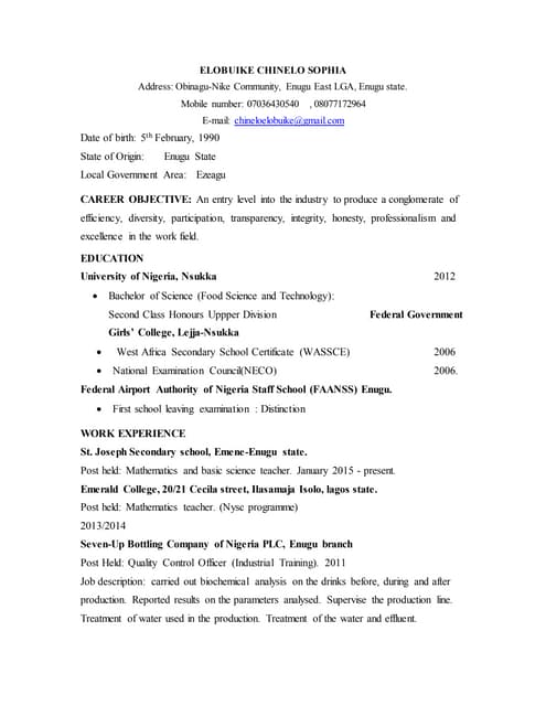 ijegwen cv current | RTF | Business | Business and Finance