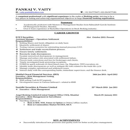 pankaj vaity CV updated | DOC | Business Accounting & Finance | Business