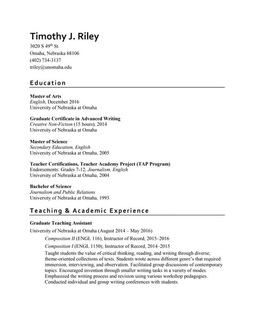 Teaching Resume | PDF