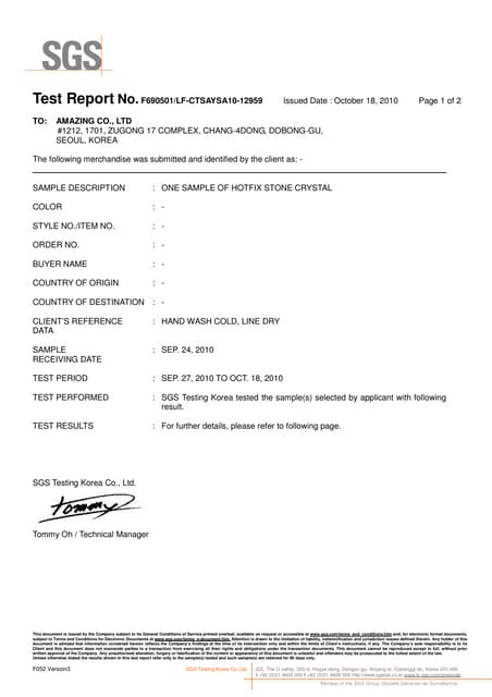 SGS Certificate | PDF