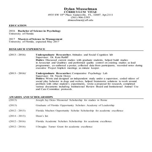 Dylan Musselman CV | PDF