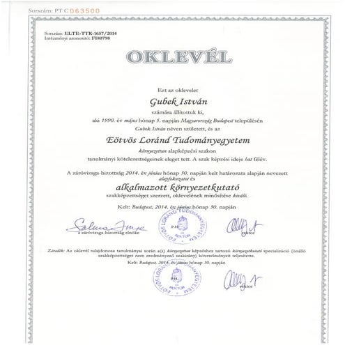 x ELTE-TTK diploma (2014) GI | PDF