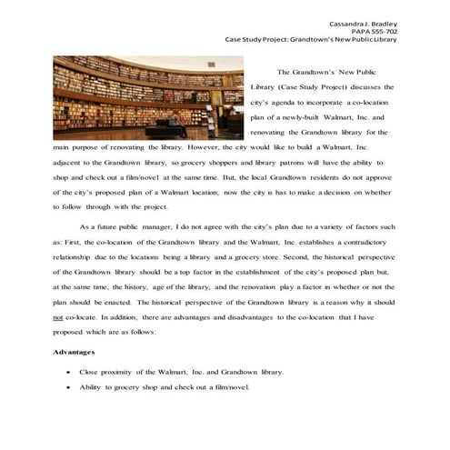 The Grandtown Library Case Study Project Revised | DOCX