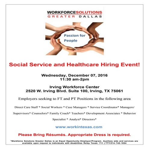 Social Service HE JS Flyer | DOC | Job Fairs | Job Search