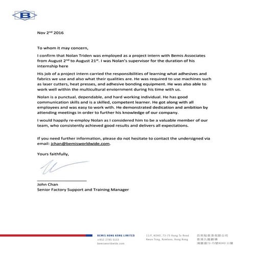 Nolan reference letter | PDF