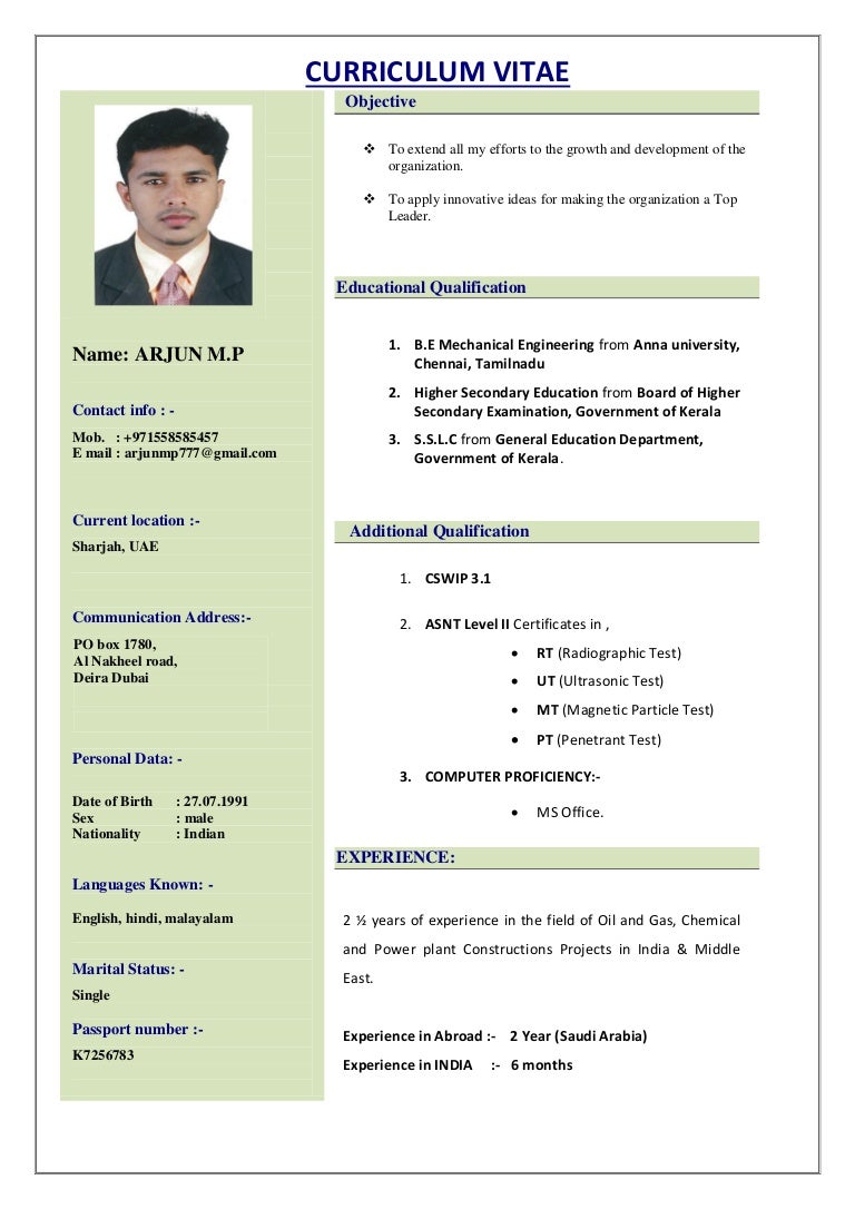 Resume arjun uae