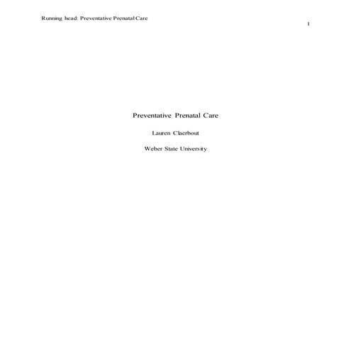 Preventative Prenatal Care | PDF