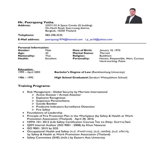 Peerapong's CV_revised | PDF