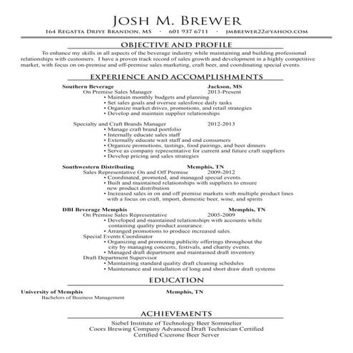 Brewer Resume 06222016 | PDF | Sales | Business