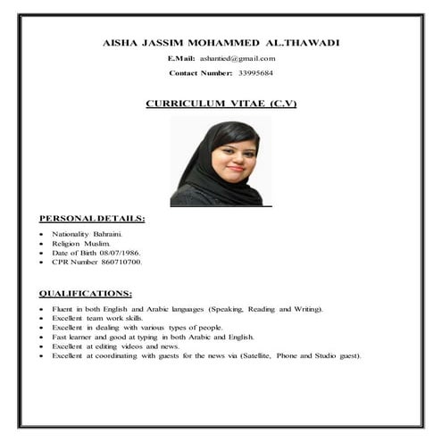 AISHA JASSIM MOHAMMED ALTHAWADI CV | DOCX