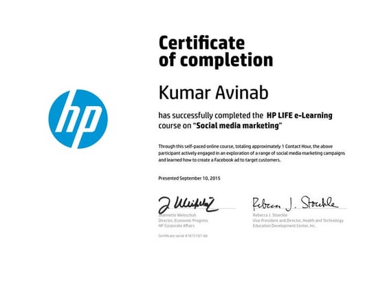 HP Certificate | PPT