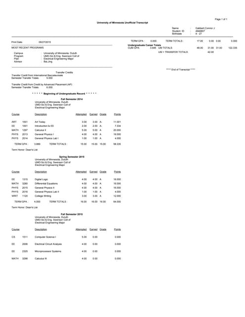UnofficialTranscript | PDF