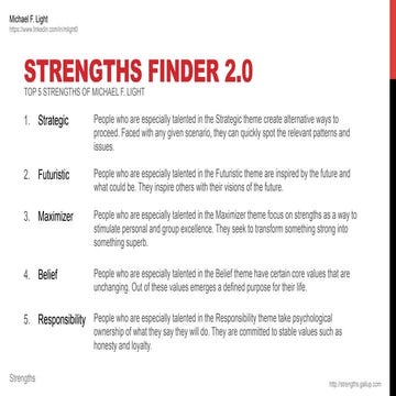 Strengths Finder 2.0 - Michael Light | PDF