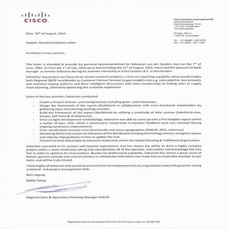 Letter of Recommendation Cisco | PDF