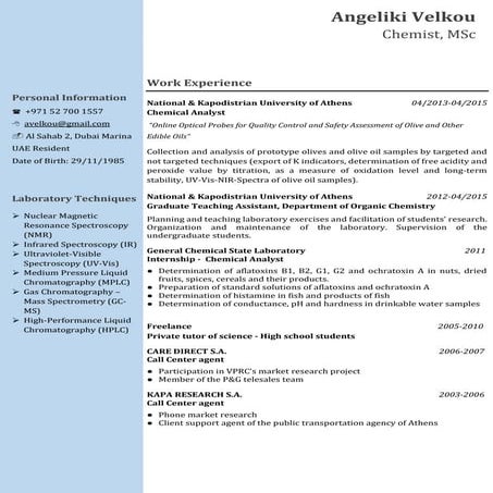 Angeliki Velkou - CV | PDF | Chemistry | Science
