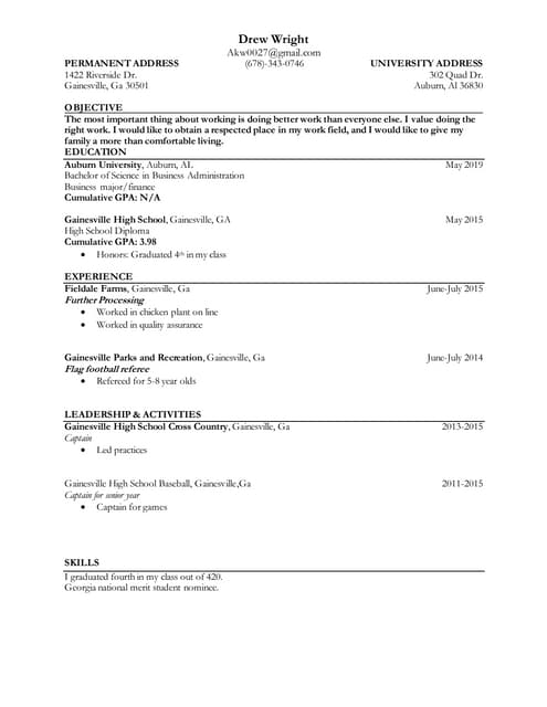 Freshman Resume | PDF