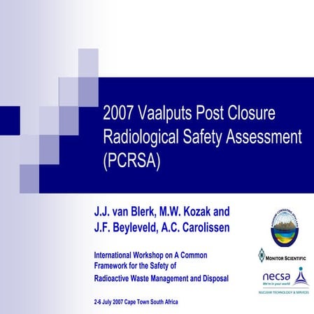 Vaalputs Post Closure Radiological Safety Assessment (PCRSA) | PDF