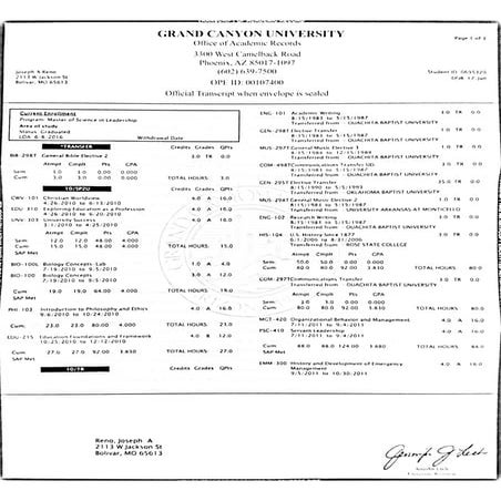 Master's Transcript | PDF