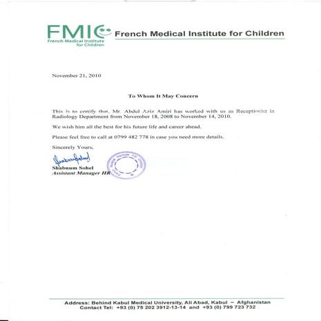 FMIC relieving certificate | PDF