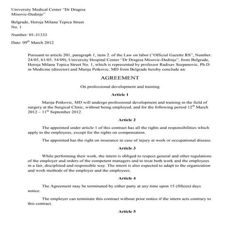 Ugovor o strucnom osposobljavanju i usavrsavanju 1 | PDF