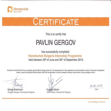 Pavlin Gergov Certificate | PDF