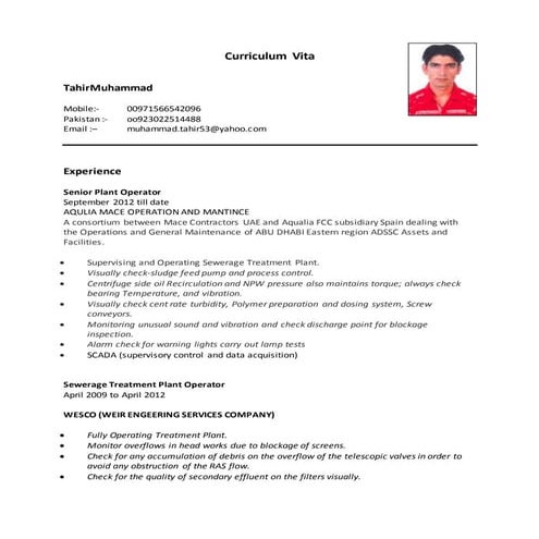 CV - M Tahir (1) | PDF
