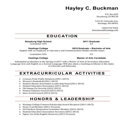 Hayley Buckman's Resume | DOCX