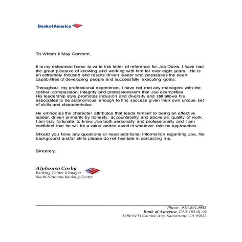 A. Cosby Letter of Recommendation | DOCX