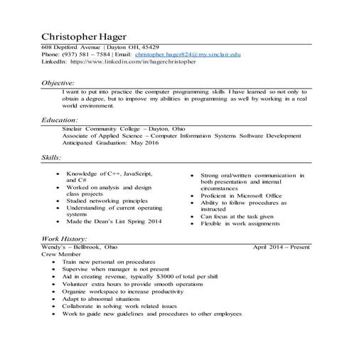 Thomas Yuhas Resume | PDF