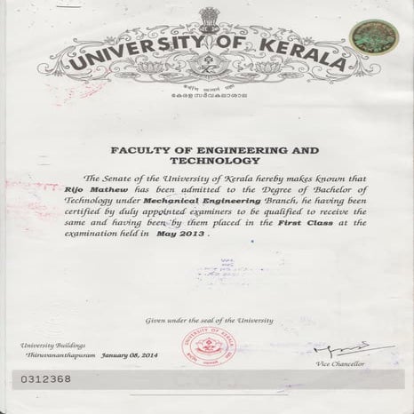Degree certificate front | PDF